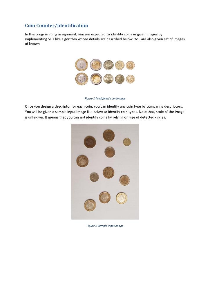 Solved Coin Counter/Identification In this programming | Chegg.com