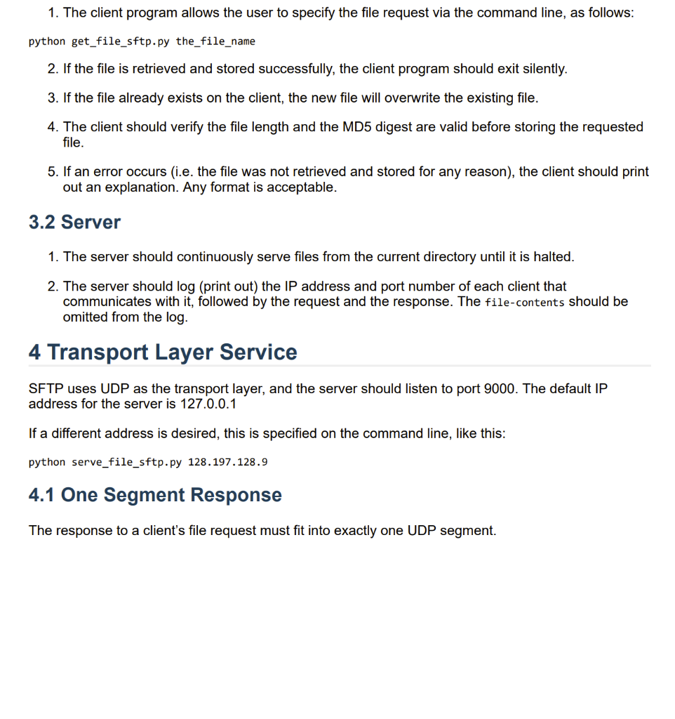 Solved Lab 2: File Server using Sockets and UDP EC441 Spring | Chegg.com