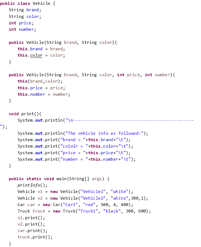 Solved 1. Question Design and implement a Vehicle class and | Chegg.com
