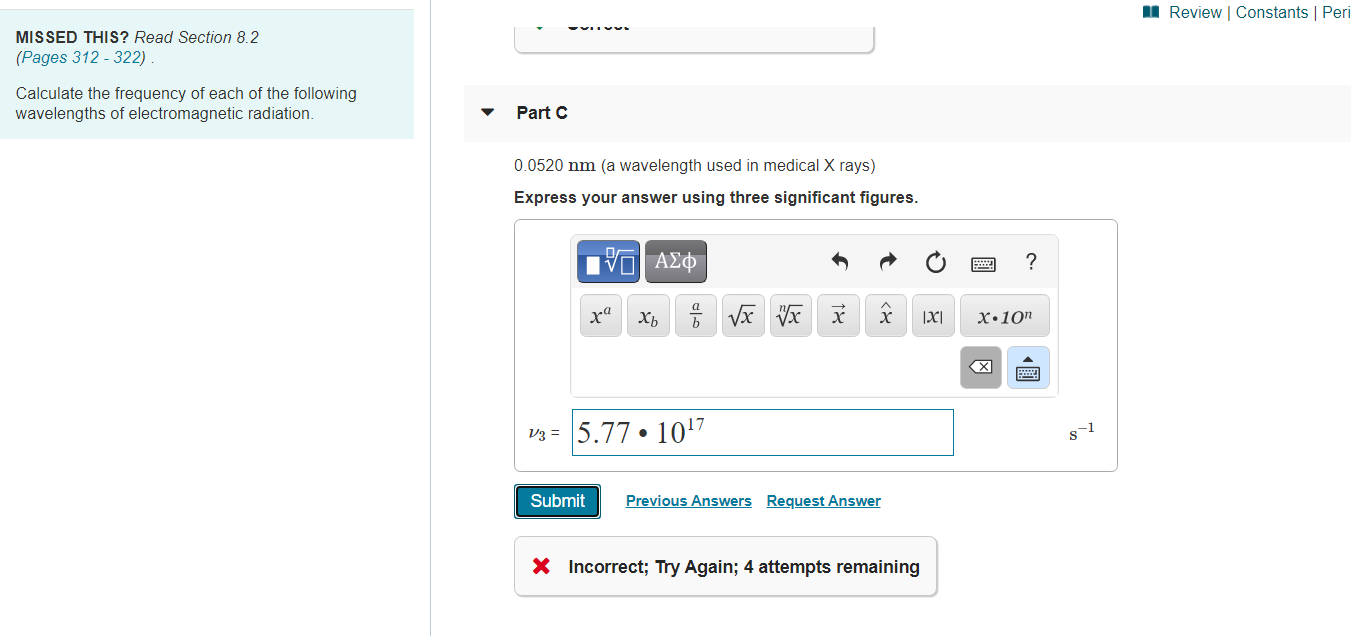 Solved Review | Constants Peri MISSED THIS? Read Section 8.2 | Chegg.com