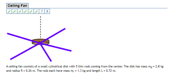 Solved Ceiling Fan 78 x A ceiling fan consists of a small | Chegg.com