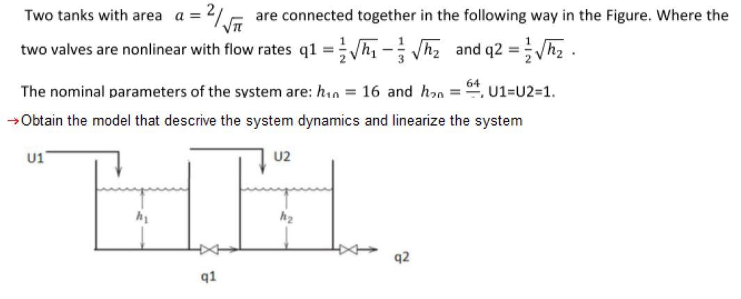 Solved Two tanks with area a = - 2/17 are connected together | Chegg.com