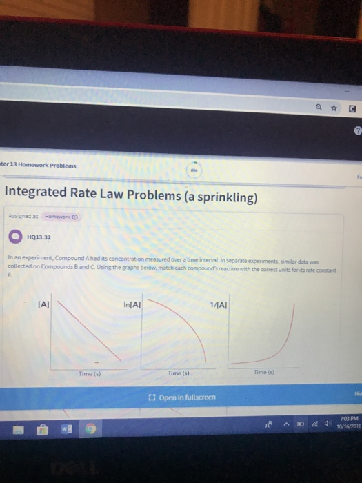 Solved ter 13 Homework Problems Integrated Rate Law Problems | Chegg.com