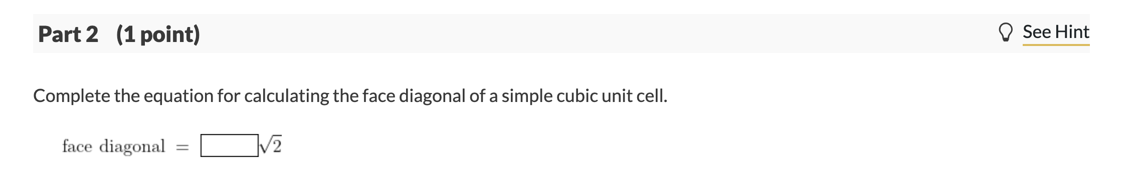 Solved Part 2 (1 point) See Hint Complete the equation for | Chegg.com