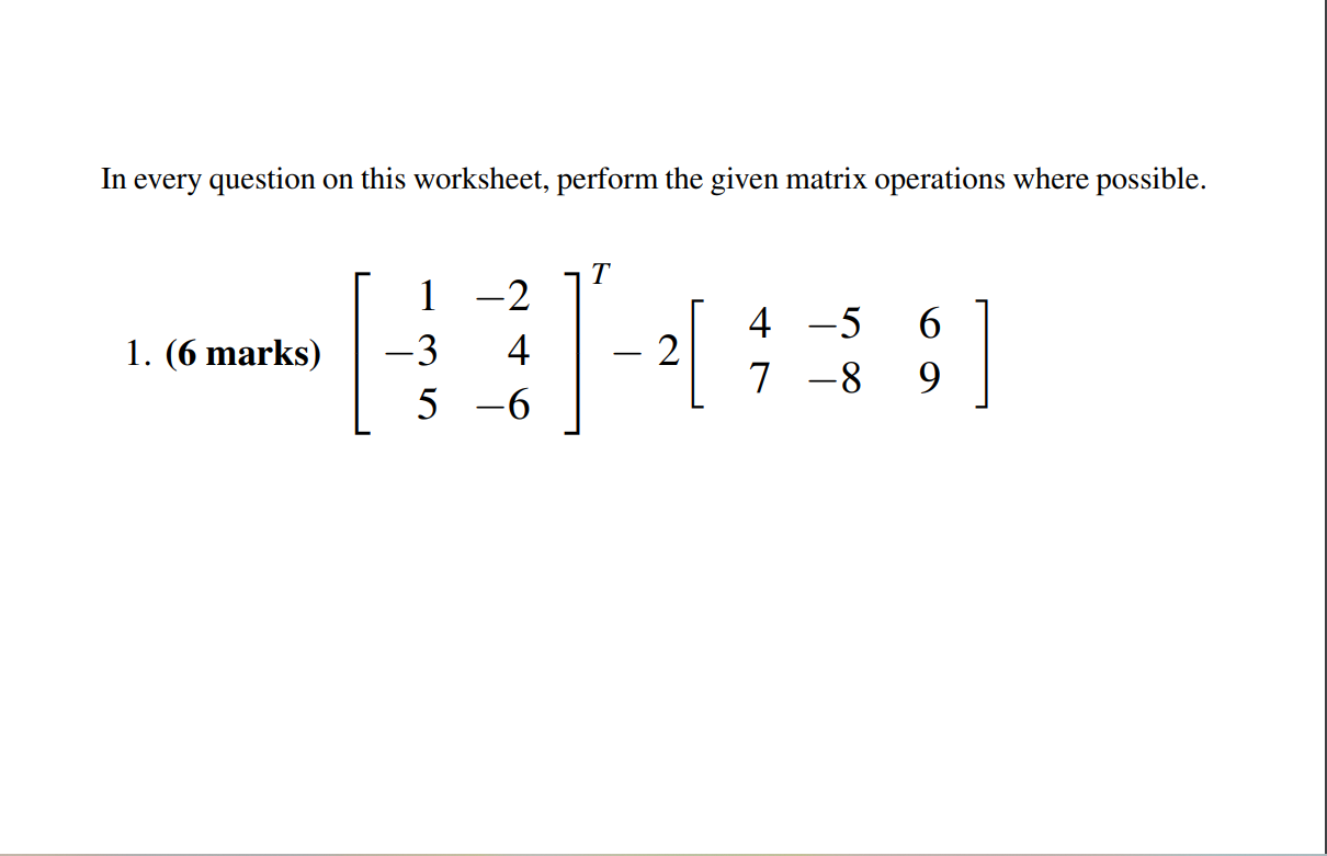 Solved In every question on this worksheet, perform the | Chegg.com
