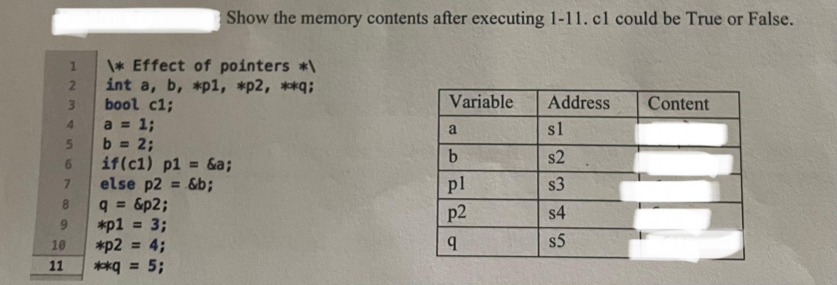 Solved Show the memory contents after executing 1-11, c1 | Chegg.com