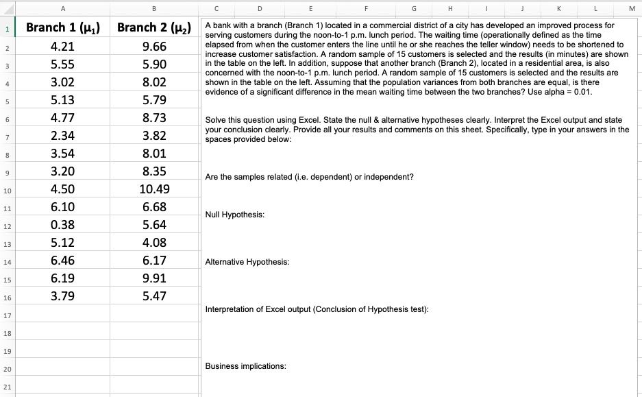 Solved A bank with a branch (Branch 1) located in a | Chegg.com