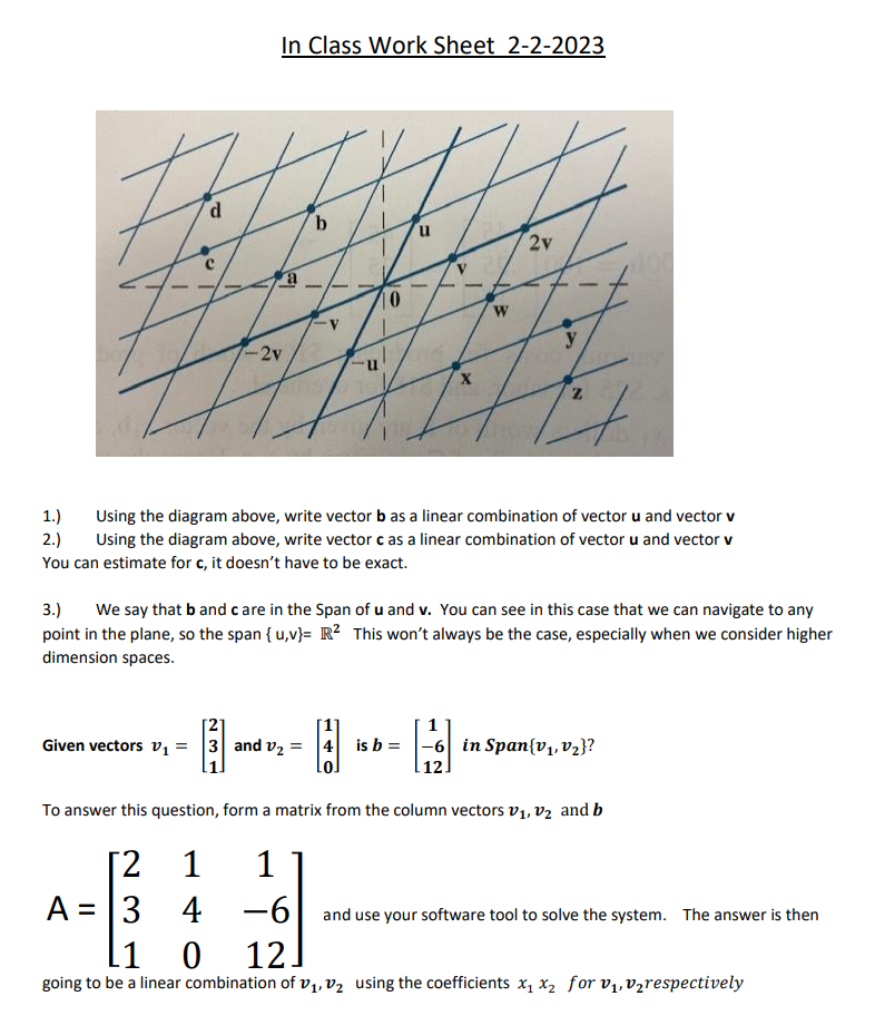 Solved In Class Work Sheet 2−2−2023 1.) Using the diagram | Chegg.com
