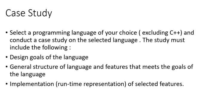Solved DESIGN AND IMPLEMENTATION OF PROGRAMMING LANGUAGES I | Chegg.com