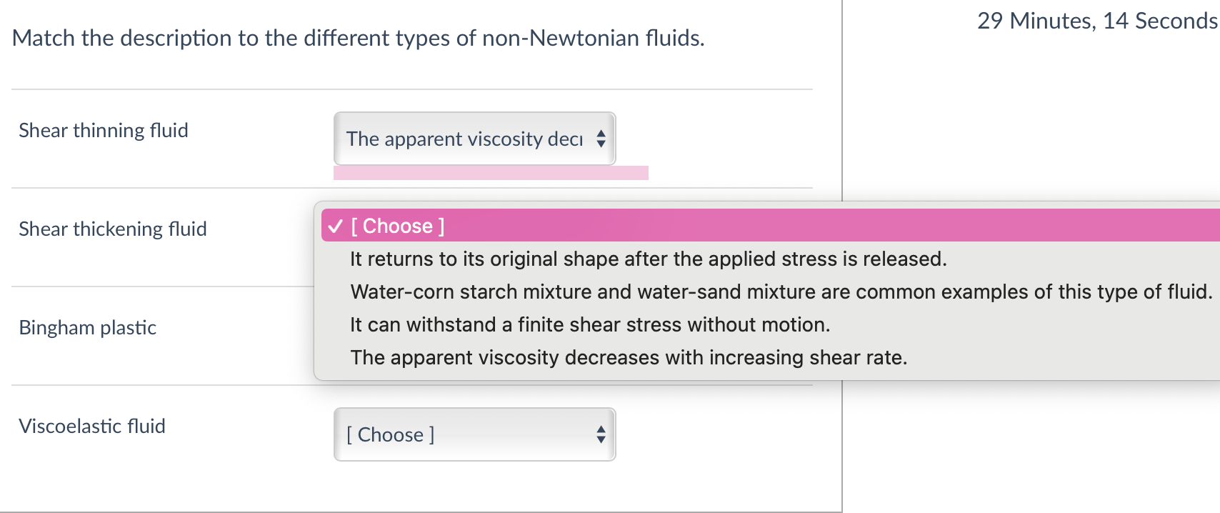 Solved 29 Minutes, 14 Seconds Match the description to the | Chegg.com