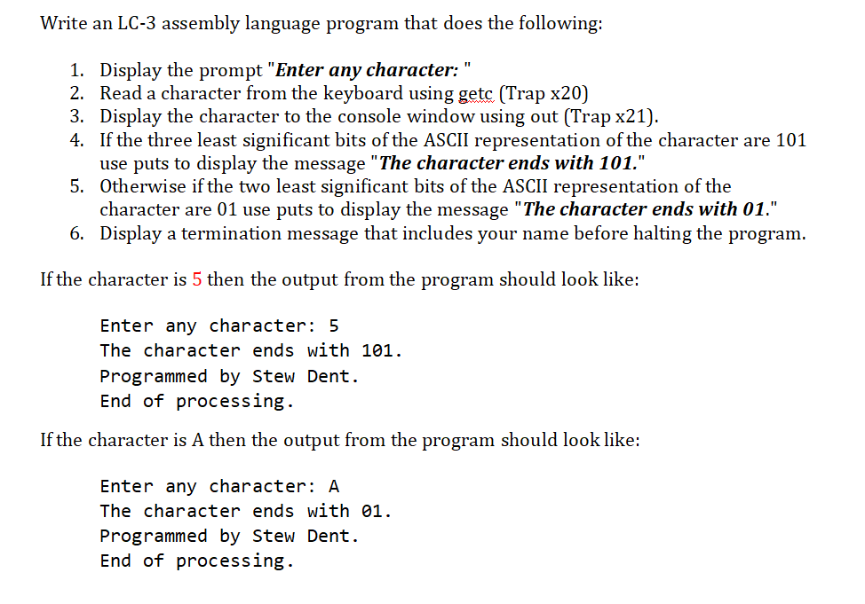 Solved Write An Lc 3 Assembly Language Program That Does The 