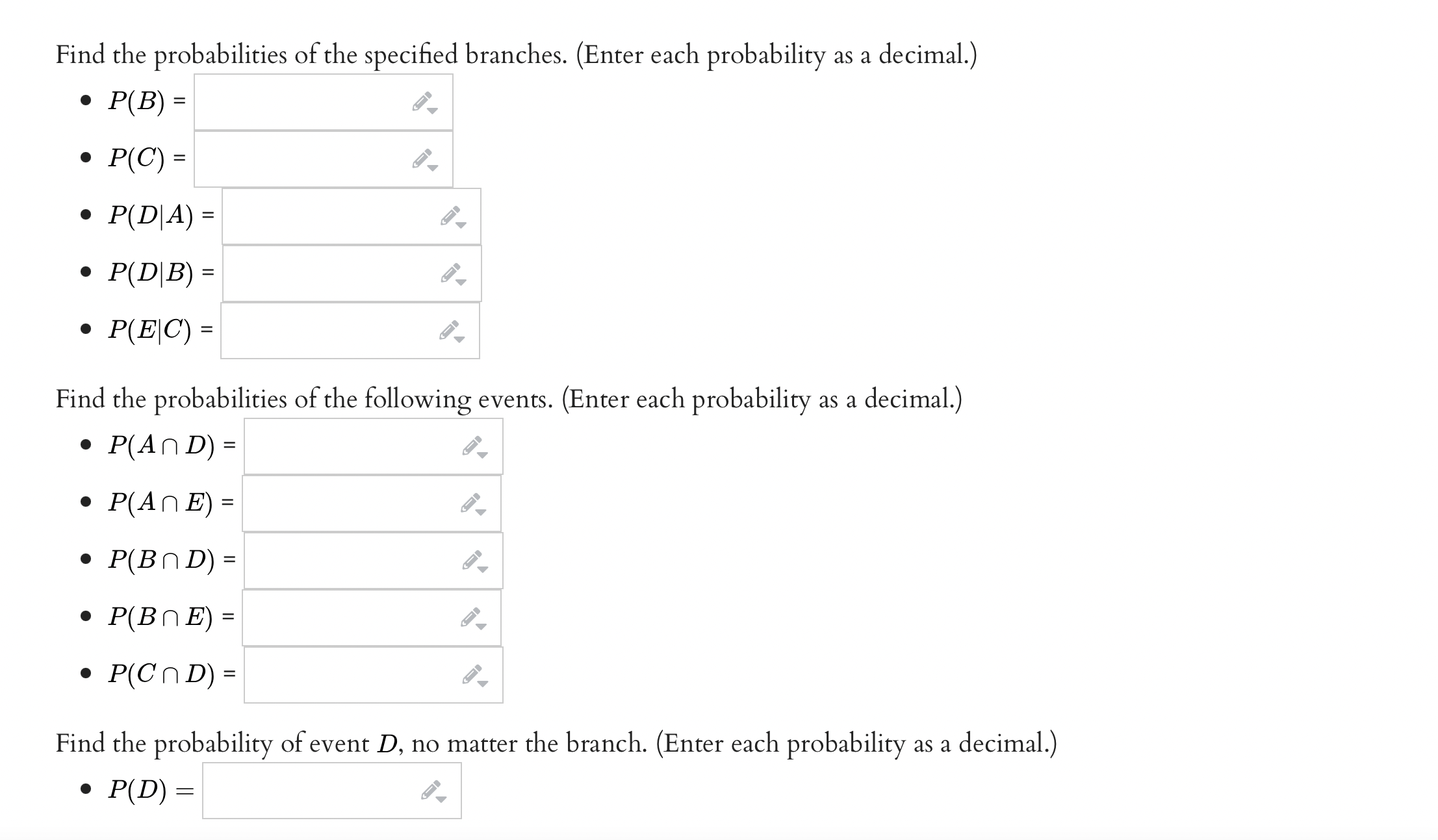 Solved Let A,B,C,D, and E be events and suppose | Chegg.com
