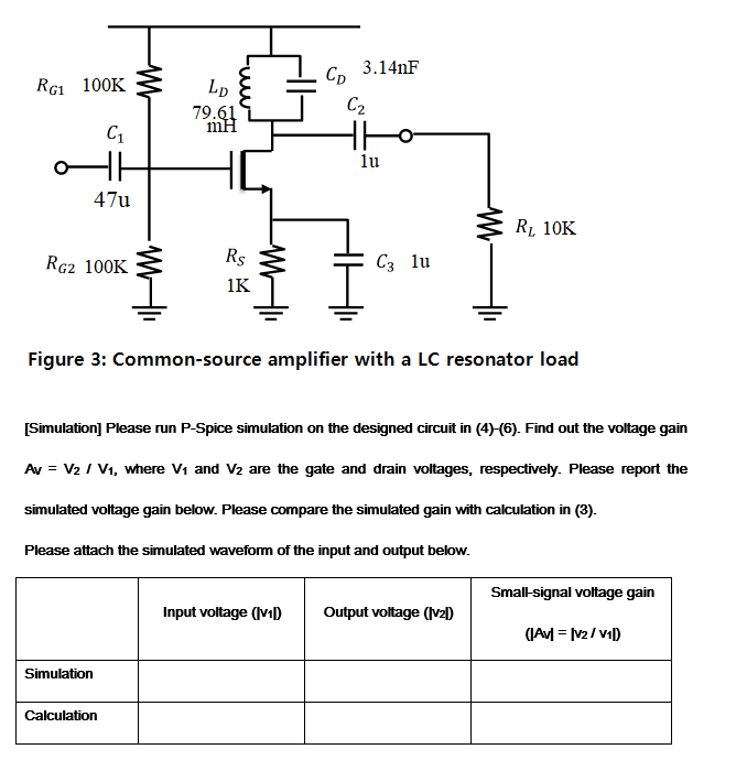 Figure 3: Common-source amplifier with a LC resonator | Chegg.com