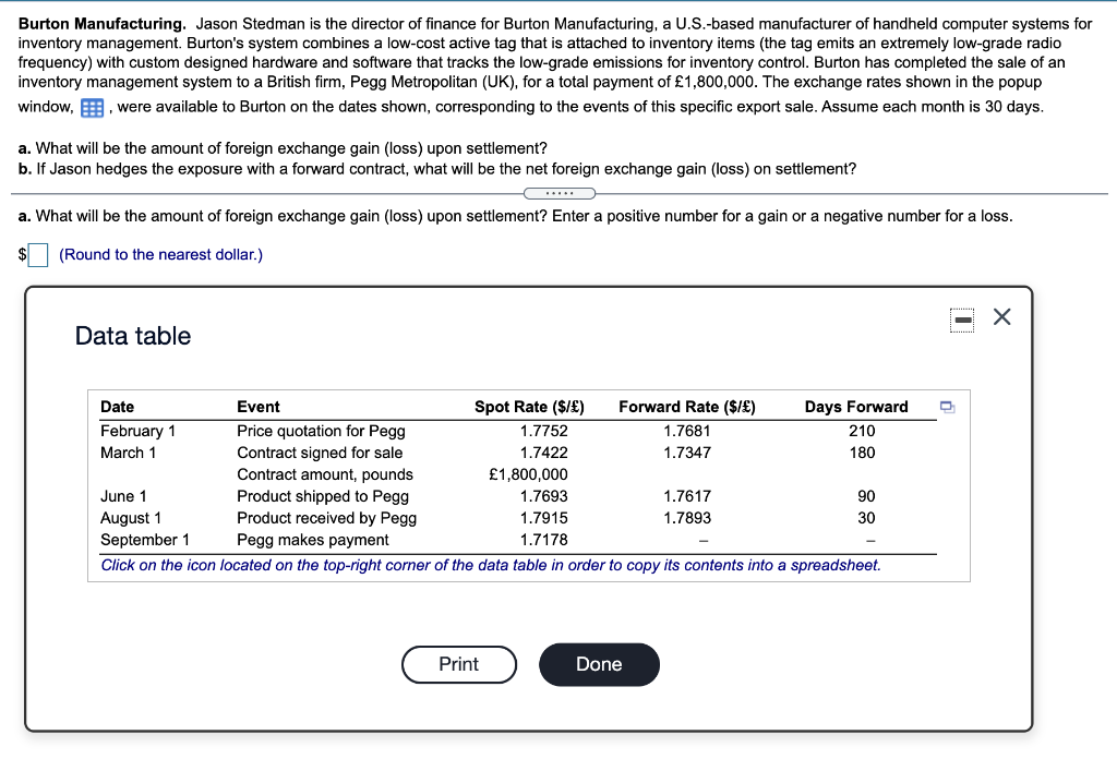 Solved Burton Manufacturing. Jason Stedman is the director | Chegg.com