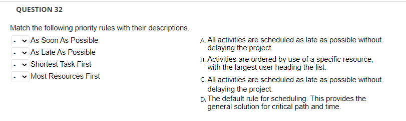 Solved Match the following priority rules with their | Chegg.com