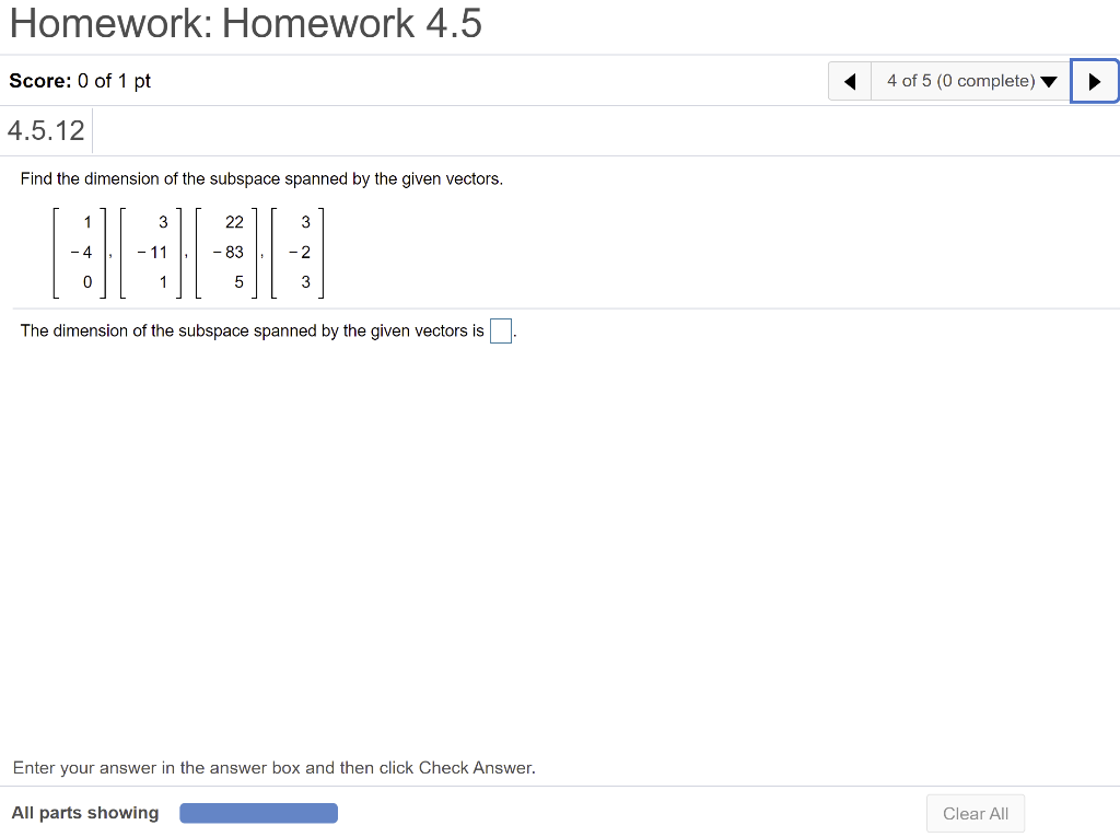 Solved Homework: Homework 4.5 Score: 0 of 1 pt 4 of 5 (0 | Chegg.com