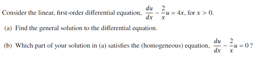 Solved du Consider the linear, first-order differential | Chegg.com