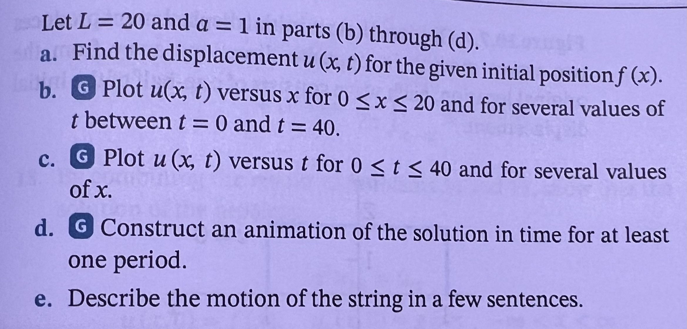 Solved 1. Consider an elastic string of length L whose ends | Chegg.com