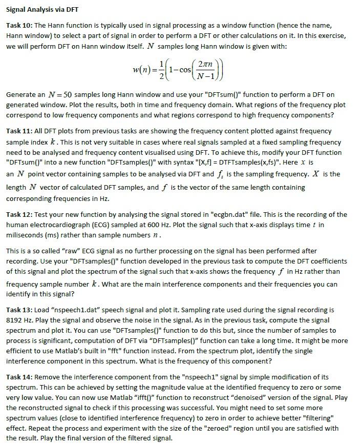 Solved DFT Function - Straightforward Implementation and | Chegg.com