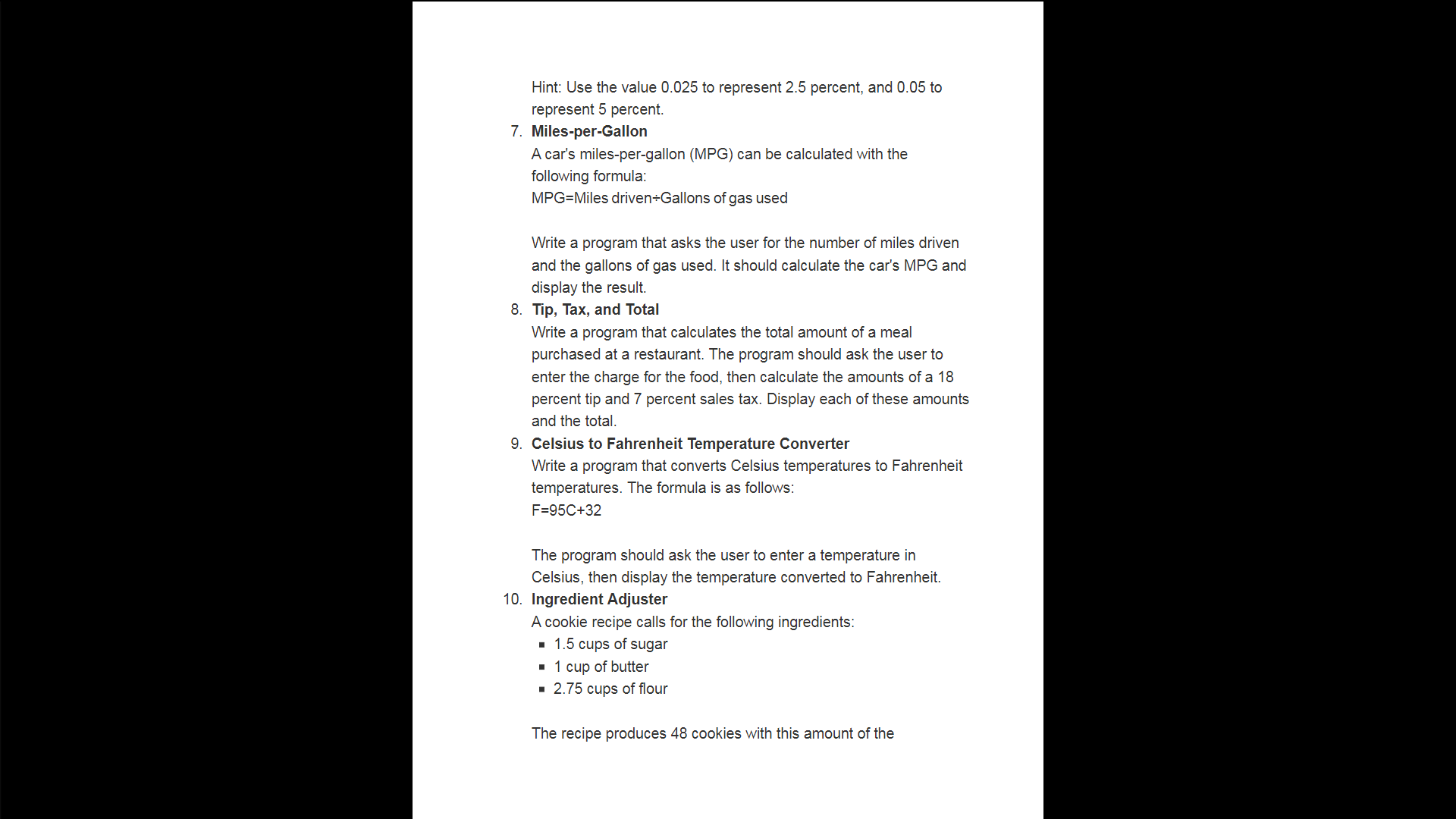Solved ingredients. Write a program that asks the user how | Chegg.com