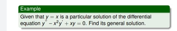 Solved Example Given that y = x is a particular solution of | Chegg.com