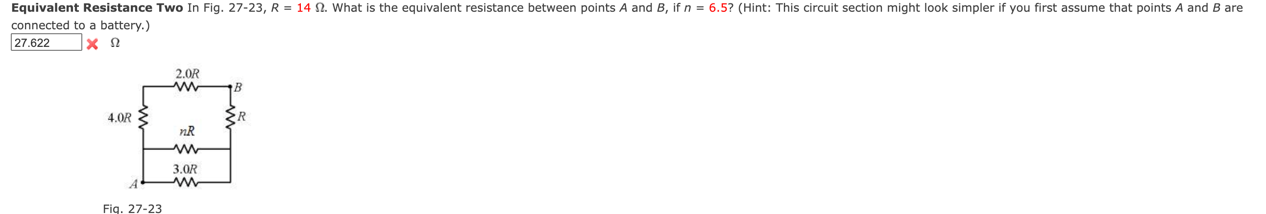Solved In Fig. 27-23, R = 14 . What is the equivalent | Chegg.com