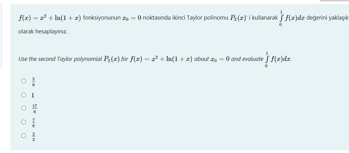 Solved f(x) = x2 + ln(1 + x) fonksiyonunun Xo = 0 noktasında | Chegg.com
