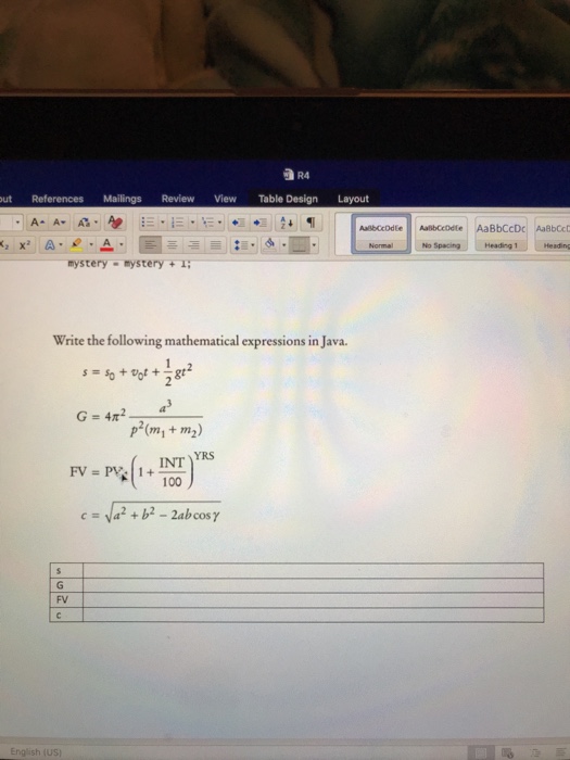 Solved R4 a. Layout References Mailings Review View Table | Chegg.com