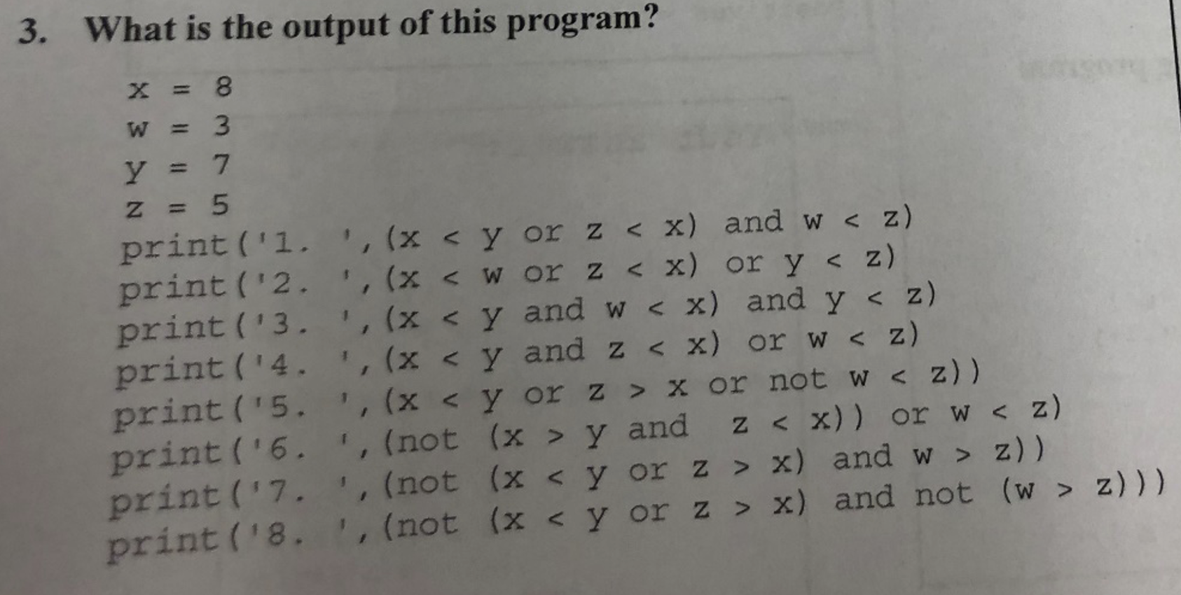 Solved 1 3 What Is The Output Of This Program X 8 W 3 9261