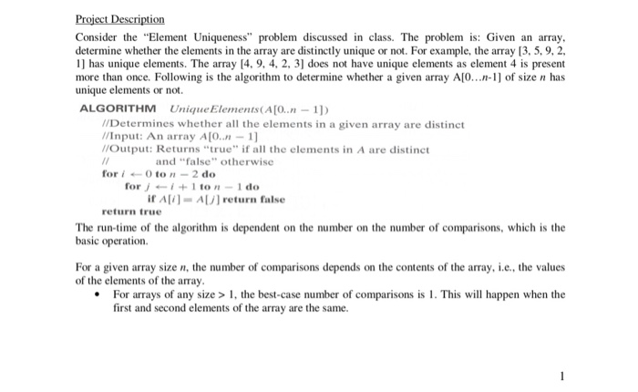 Solved Consider the "Element Uniqueness" problem discussed | Chegg.com