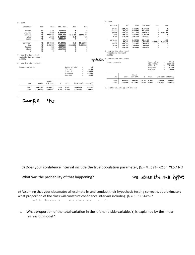 Solved 5. Sun 2. Sun Variable Mean Std. Der Fu Obs Mean Std. | Chegg.com