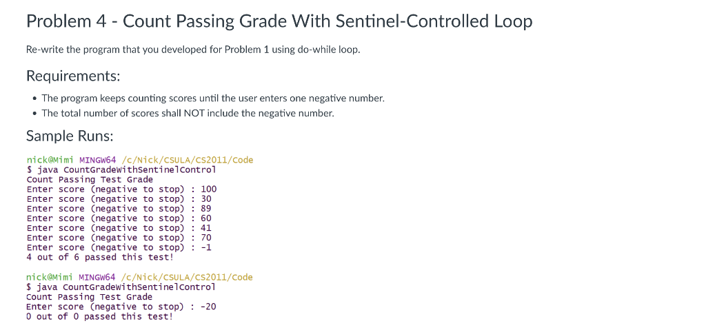 Solved Problem 4 - Count Passing Grade With | Chegg.com