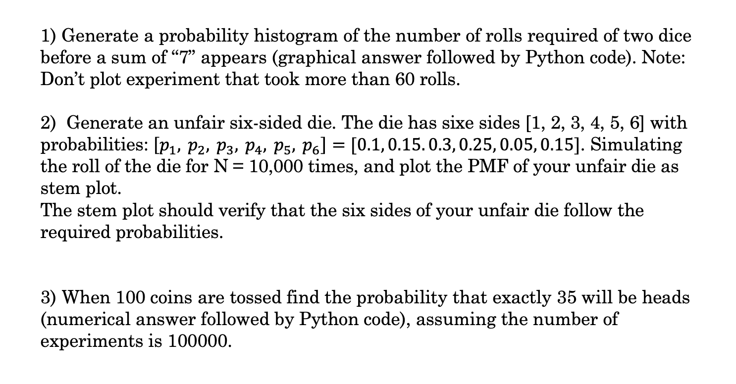 Solved 1) Generate a probability histogram of the number of | Chegg.com