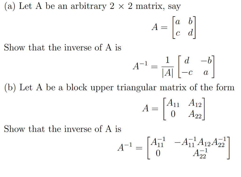 Solved A Let A Be An Arbitrary 2 × 2 Matrix Say Show That