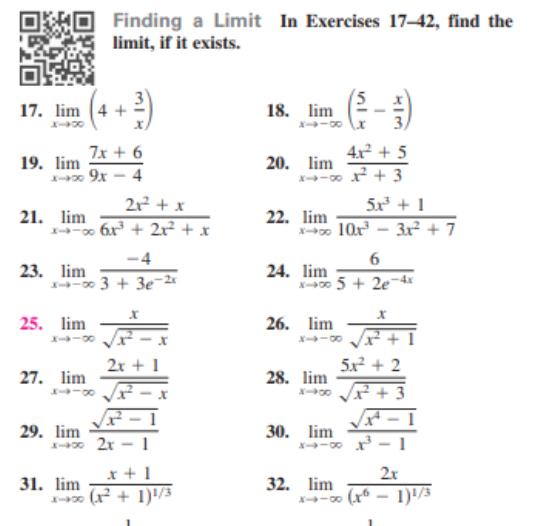 Solved Finding a Limit In Exercises 17-42, find the limit, | Chegg.com