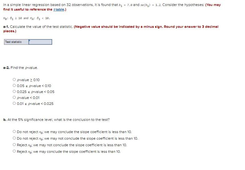 Solved In a simple linear regression based on 32 | Chegg.com