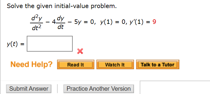 Solved Solve the given initial-value problem. d2y 4% dt 0, | Chegg.com