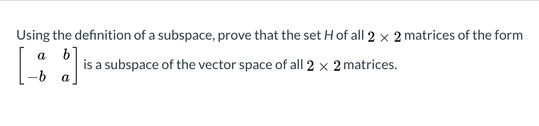 Solved Using the definition of a subspace, prove that the | Chegg.com