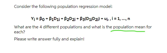 Solved Consider the following population regression model: | Chegg.com