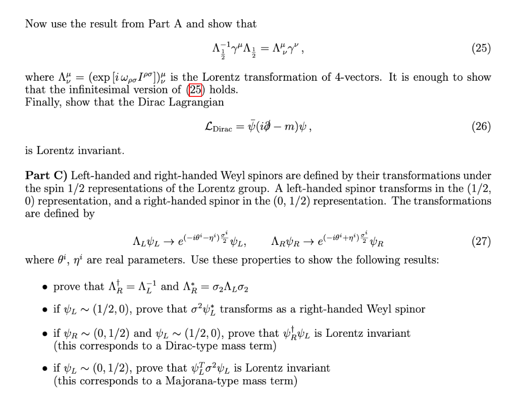 Exercise 4 - Spinor Lorentz transformation that a Lie | Chegg.com