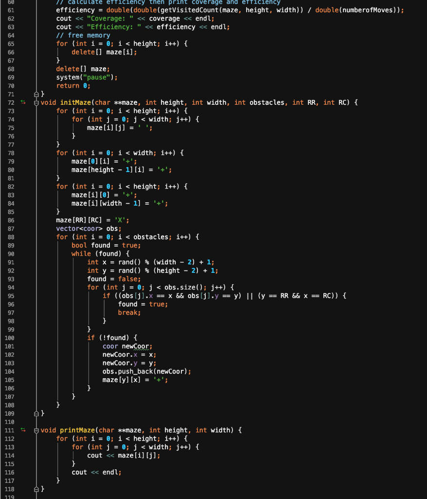 It is a Robot Vacuum Cleaner in C++, the following is | Chegg.com