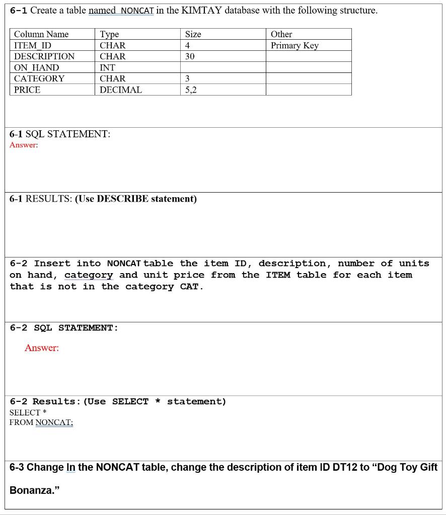 Solved SQL statements, please only answer questions 6-5 | Chegg.com