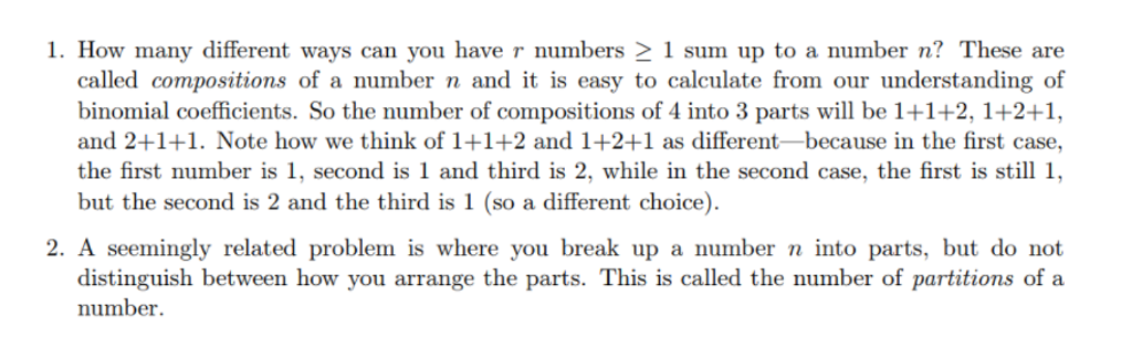 Solved 1. How many different ways can you have r numbers 1 | Chegg.com