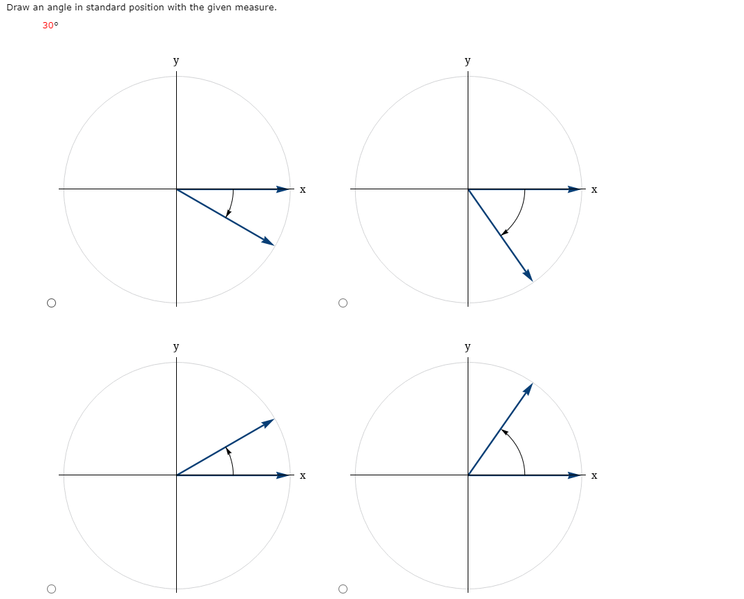 Solved Draw an angle in standard position with the given | Chegg.com