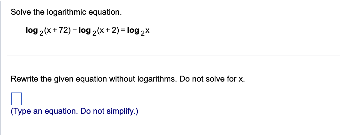 Solved Solve the logarithmic equation. logx+log(x−21)=2 | Chegg.com