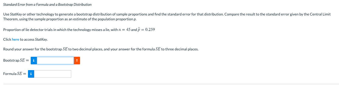 Solved Standard Error From A Formula And A Bootstrap 