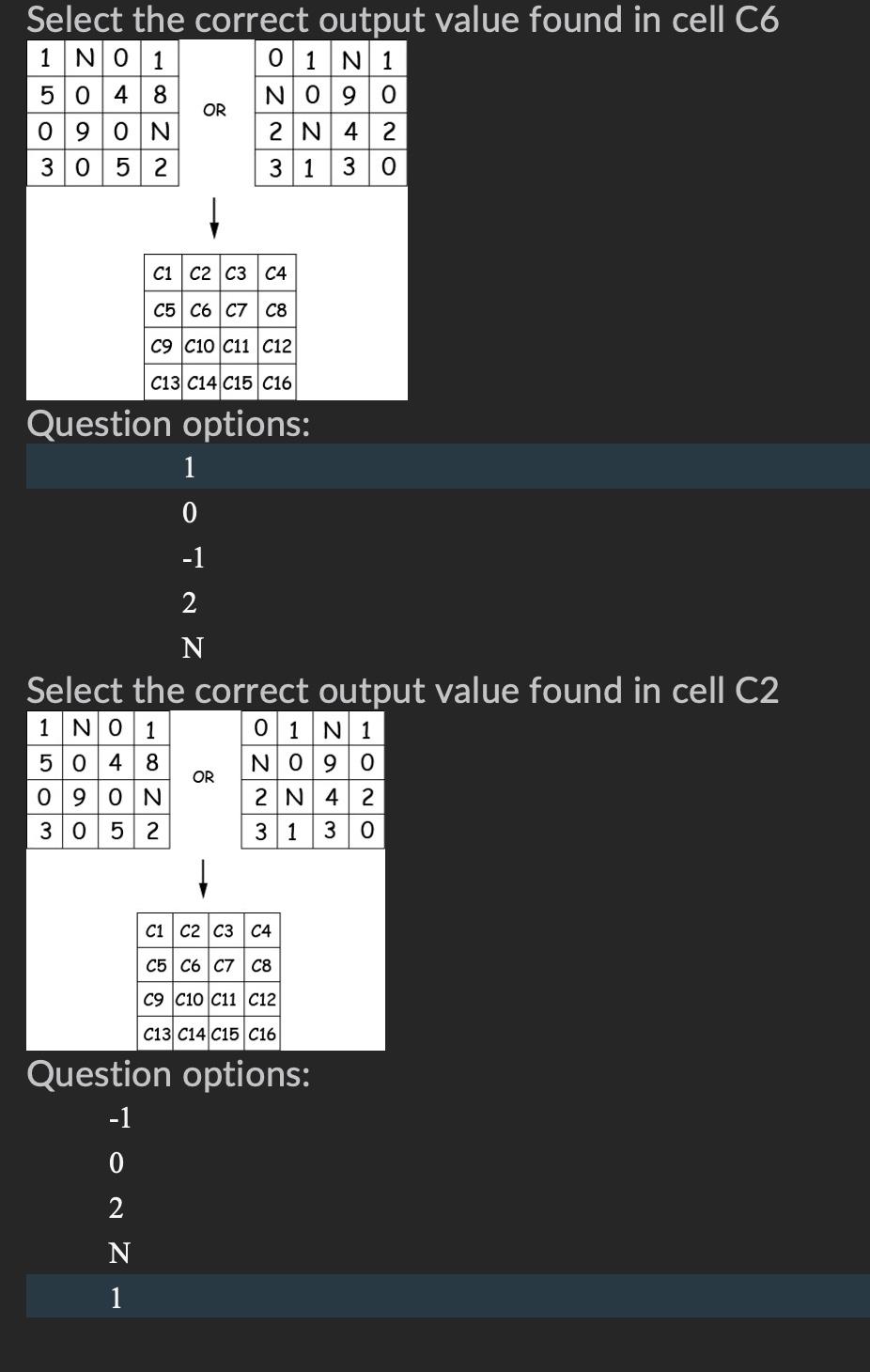 Solved Select the correct output value found in cell C6 1 NO | Chegg.com