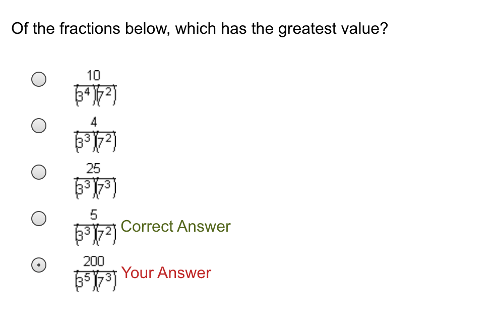Solved Of the fractions below, which has the greatest value? | Chegg.com