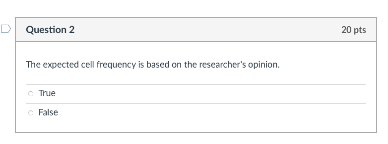 Solved Question 2 20 pts The expected cell frequency is | Chegg.com