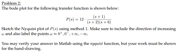 Solved Problem 2: The bode plot for the following transfer | Chegg.com